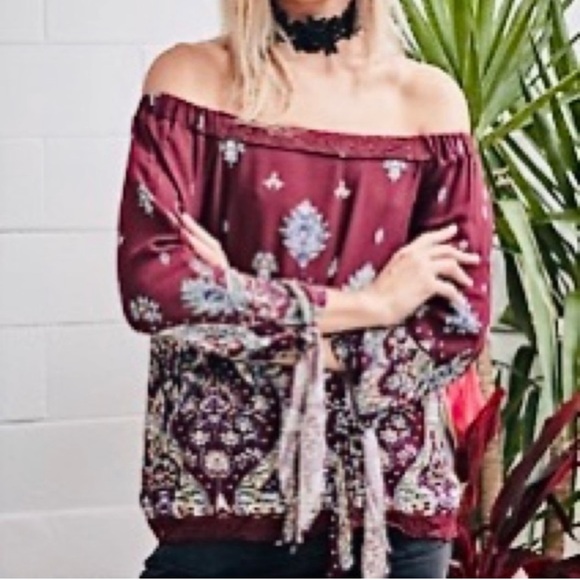 Jaase | Tops | Jaase Burgundy Off The Shoulder Long Sleeve Top Medium ...
